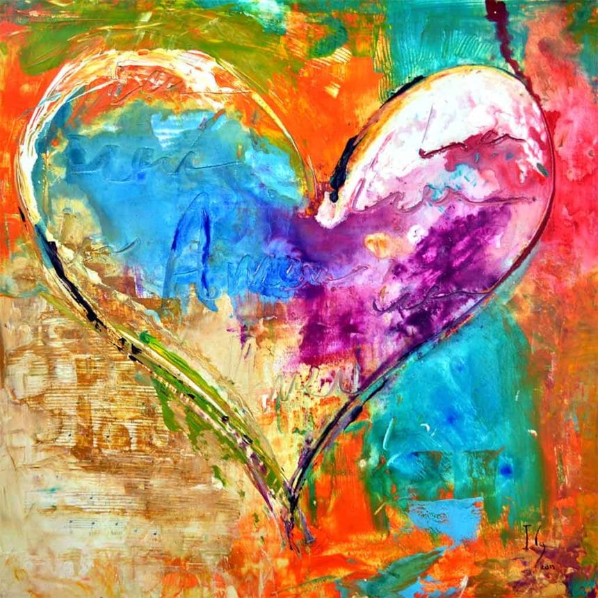Heart Paintings - Original Heart Art by Ivan Guaderrama